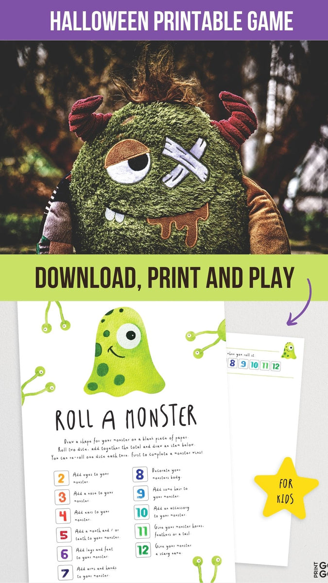 Roll A Monster - The Fun Printable Halloween Party Game for Kids ...