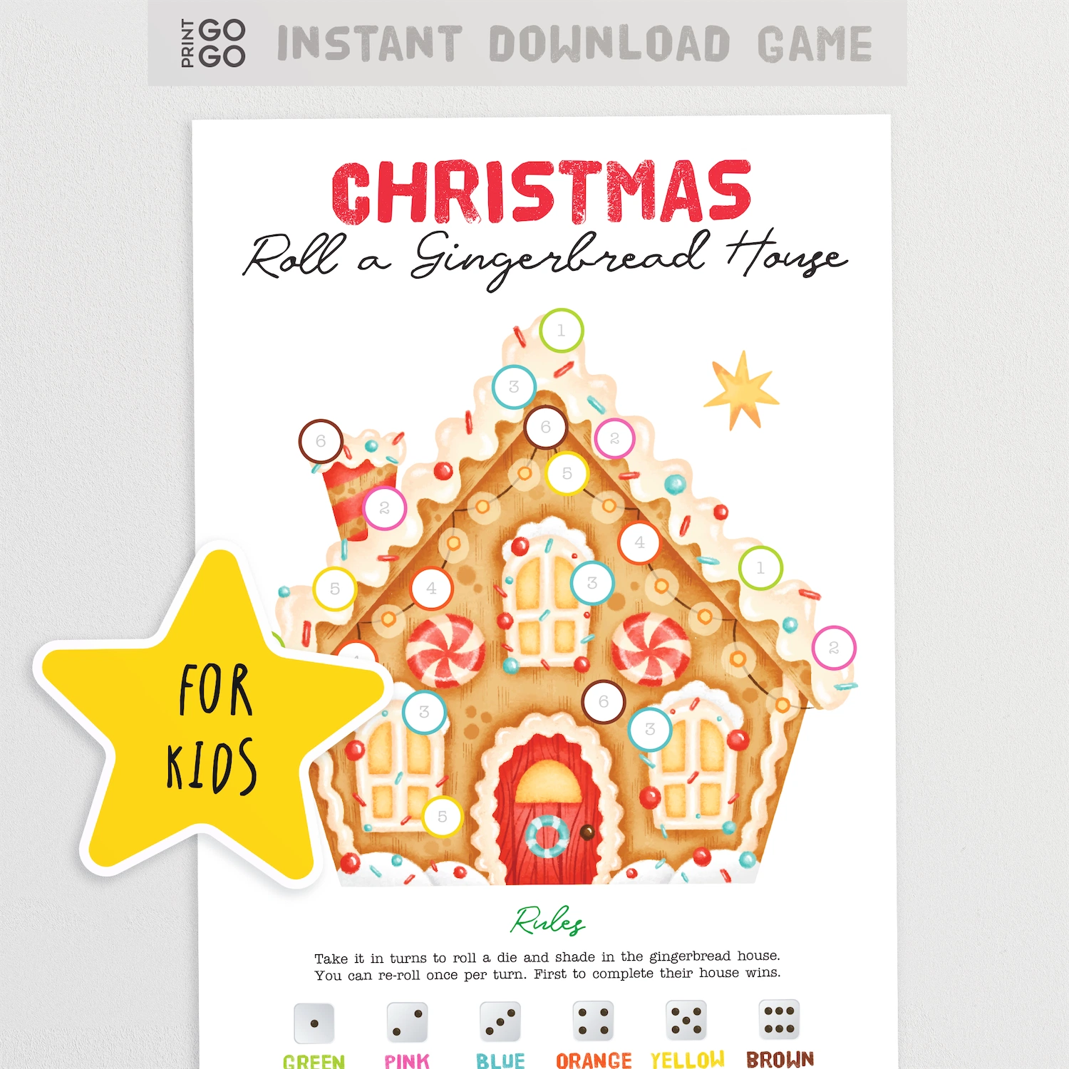 Roll a Gingerbread House Dice Game - Christmas Party Game! – Print GoGo