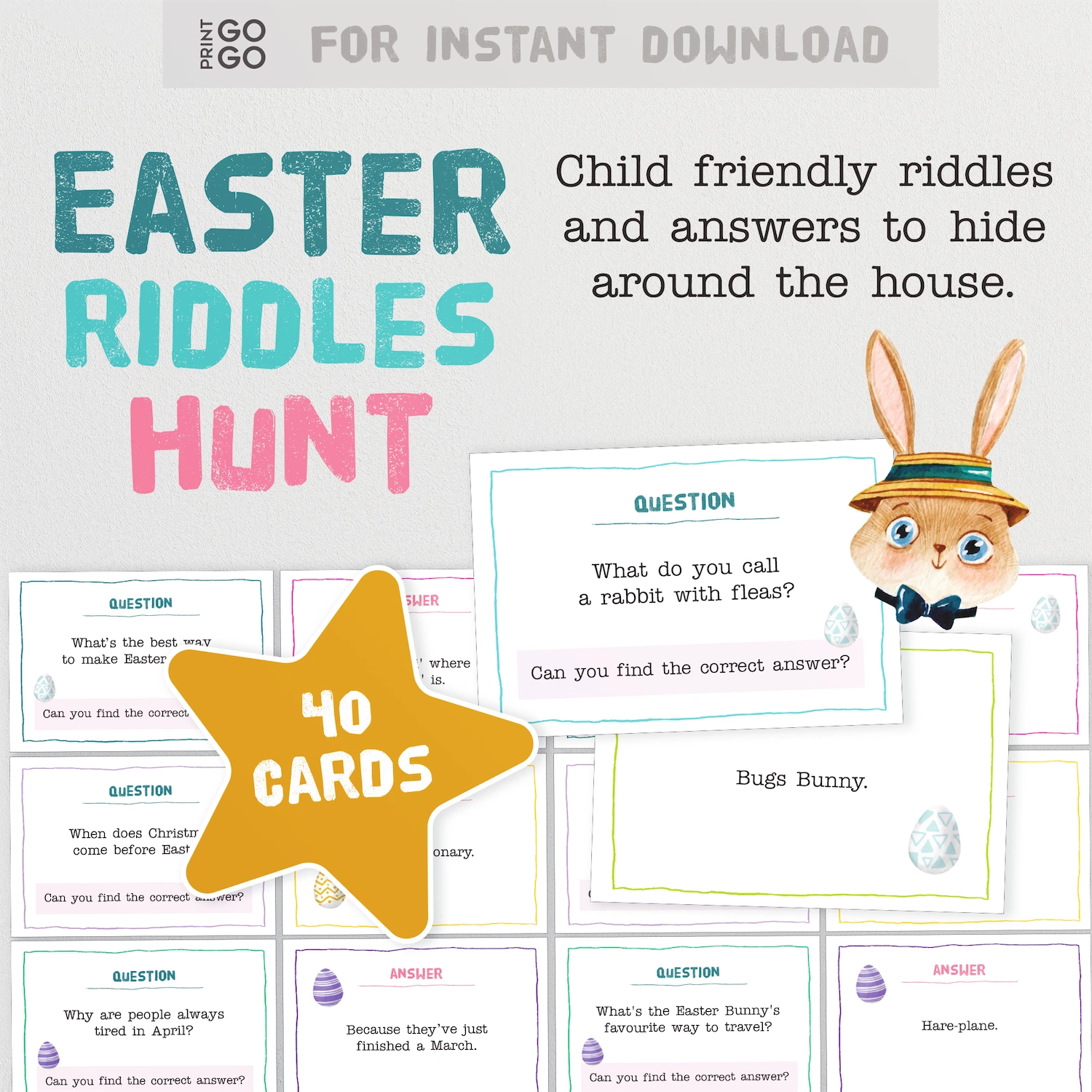 🐰 Easter Riddle Hunt Printable | Kids Easter Scavenger Hunt Game ...
