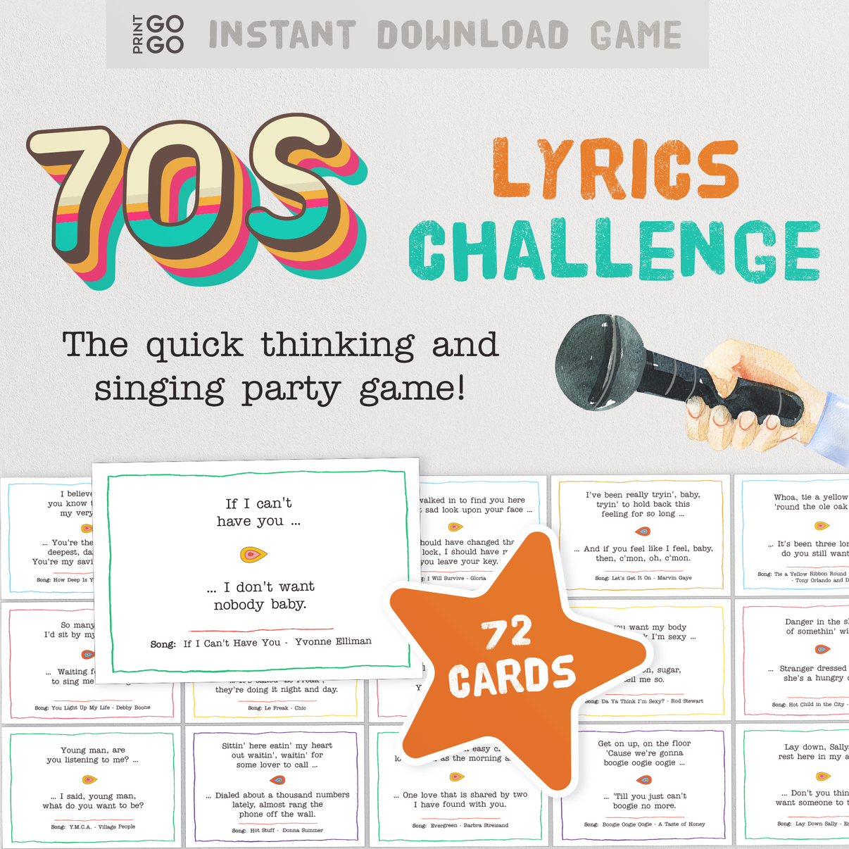 70s Songs Lyrics Challenge - The Quick Singing Family Party Game ...