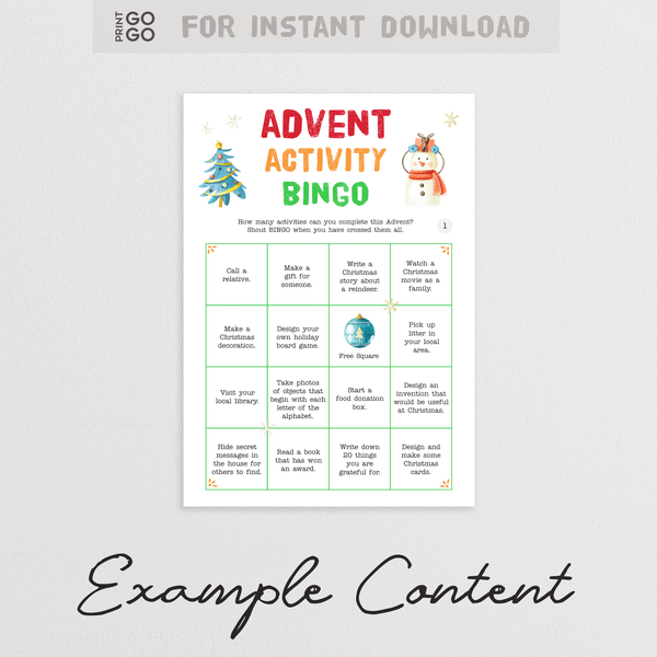 Advent Activity Bingo Cards - Boredom Busting Ideas for Christmas ...