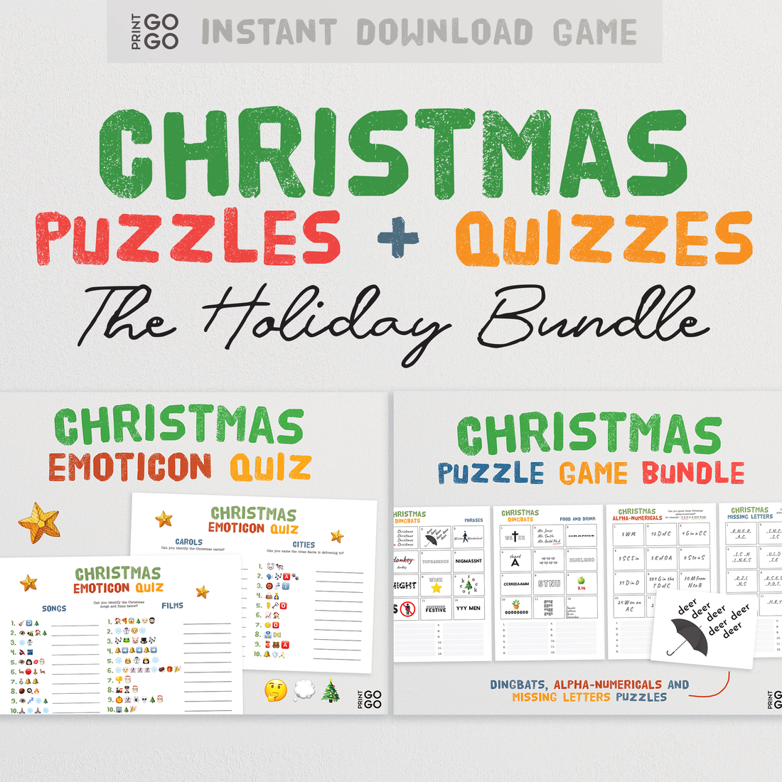 Printable Christmas Puzzles and Quizzes - The Holiday Bundle! – Print GoGo