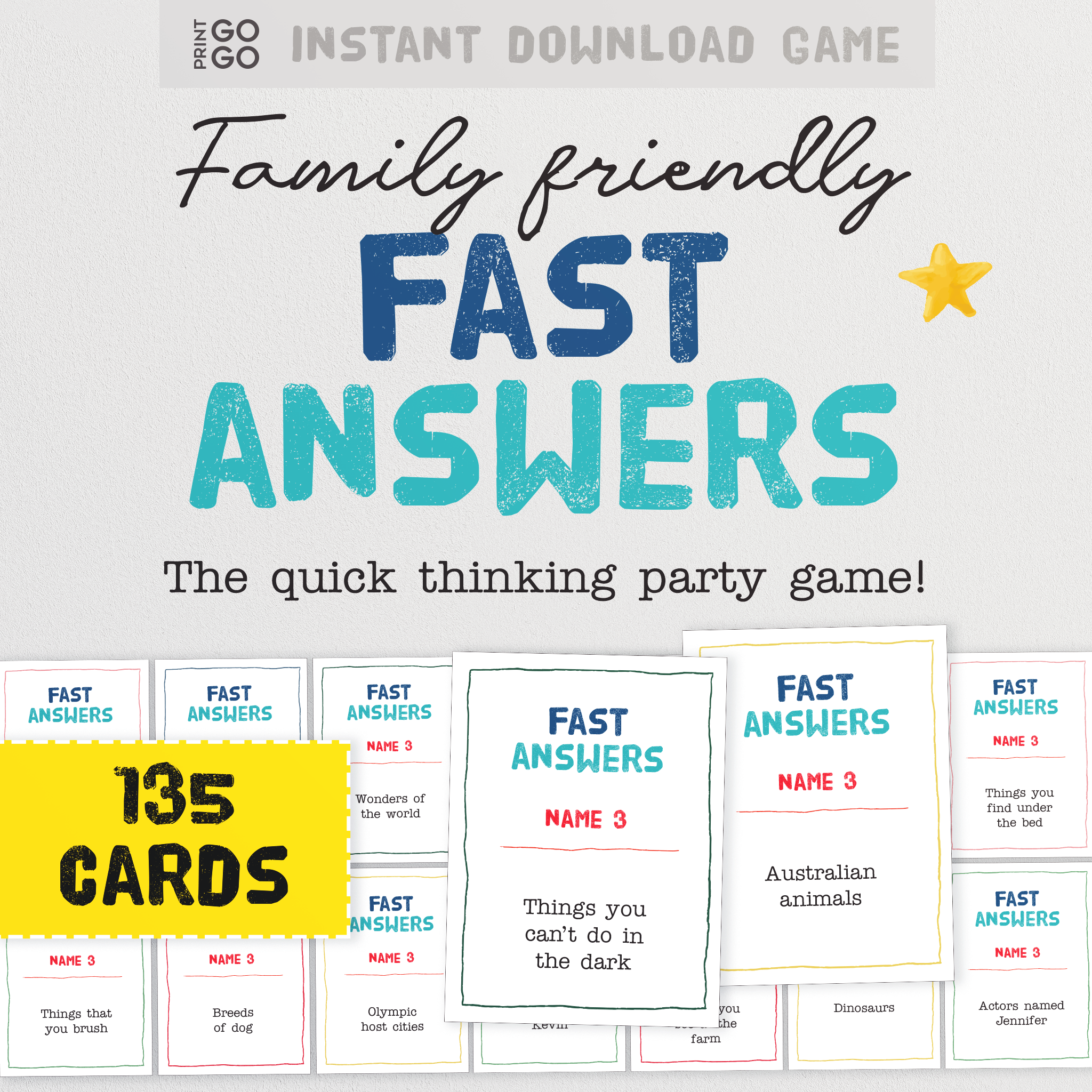 Family Fast Answers Game - The Fun Quick Thinking Family Party Game ...