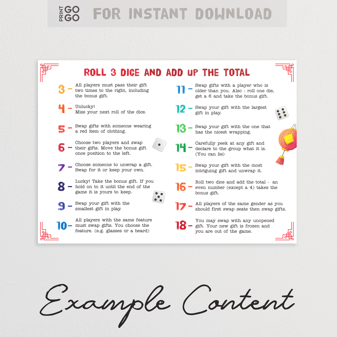 Chinese New Year Roll the Dice Gift Exchange Game - Family Party Game ...