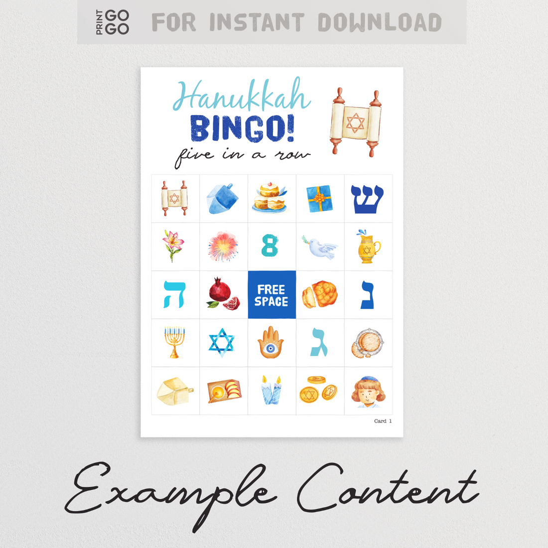 Hanukkah Bingo Printable - Jewish Party Game of Five in a Row! – Print GoGo