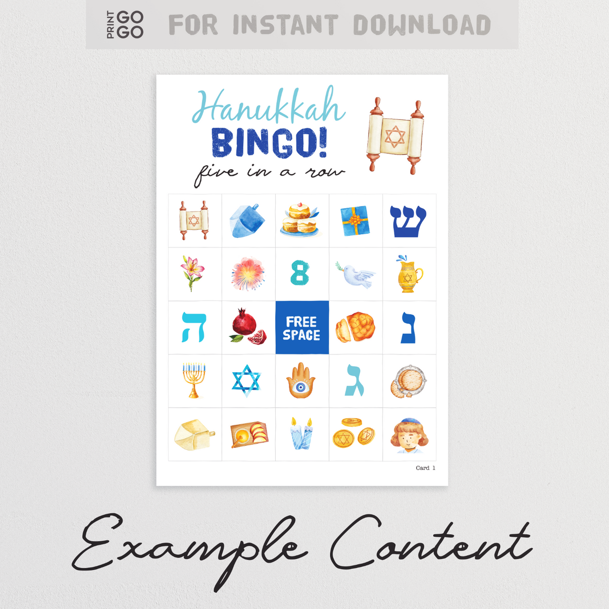 Hanukkah Bingo Printable - Jewish Party Game of Five in a Row! – Print GoGo