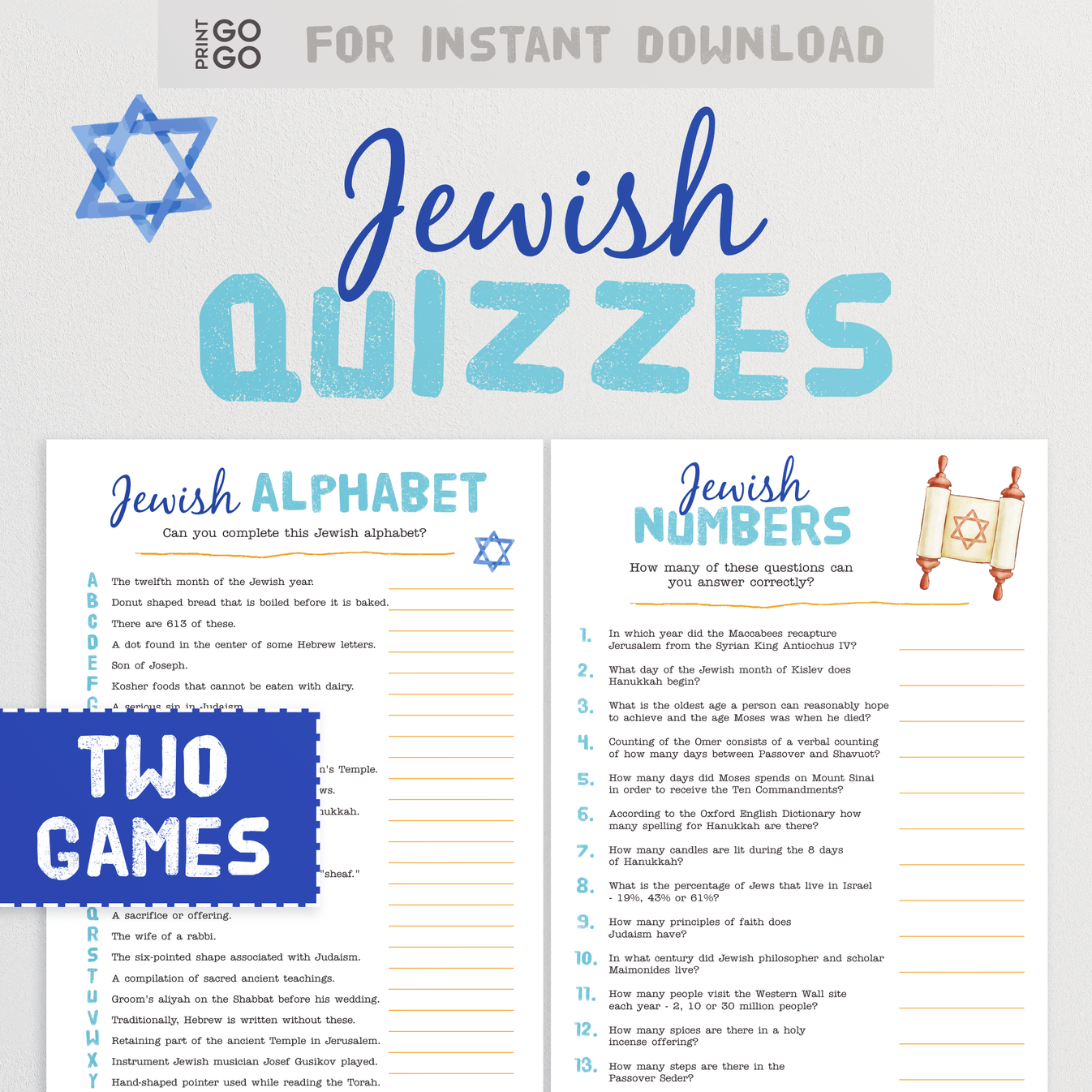 Jewish Trivia Quizzes - Test Your General Knowledge at Home – Print GoGo