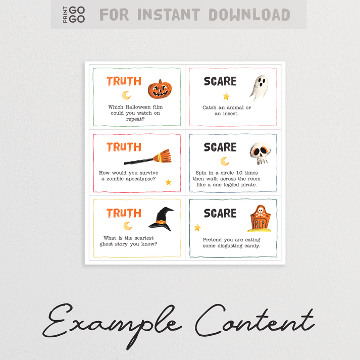 Halloween Truth or Scare Cards - The Fun Party Game for Kids! – Print GoGo
