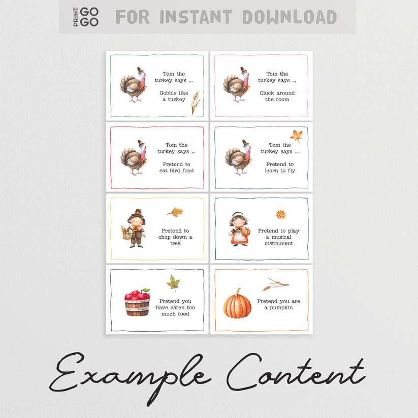 Turkey Says - Printable Thanksgiving Party Game for Kids! – Print GoGo