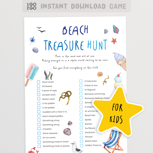 Beach Treasure Hunt for Kids – Print GoGo