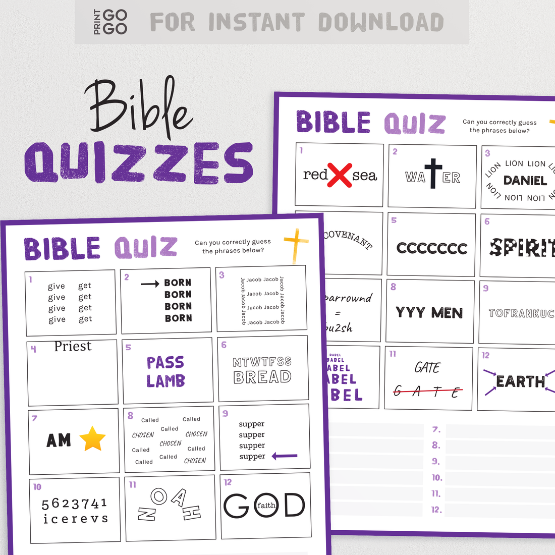 Bible Quiz - Say What You See Dingbats Picture Quizzes – Print GoGo