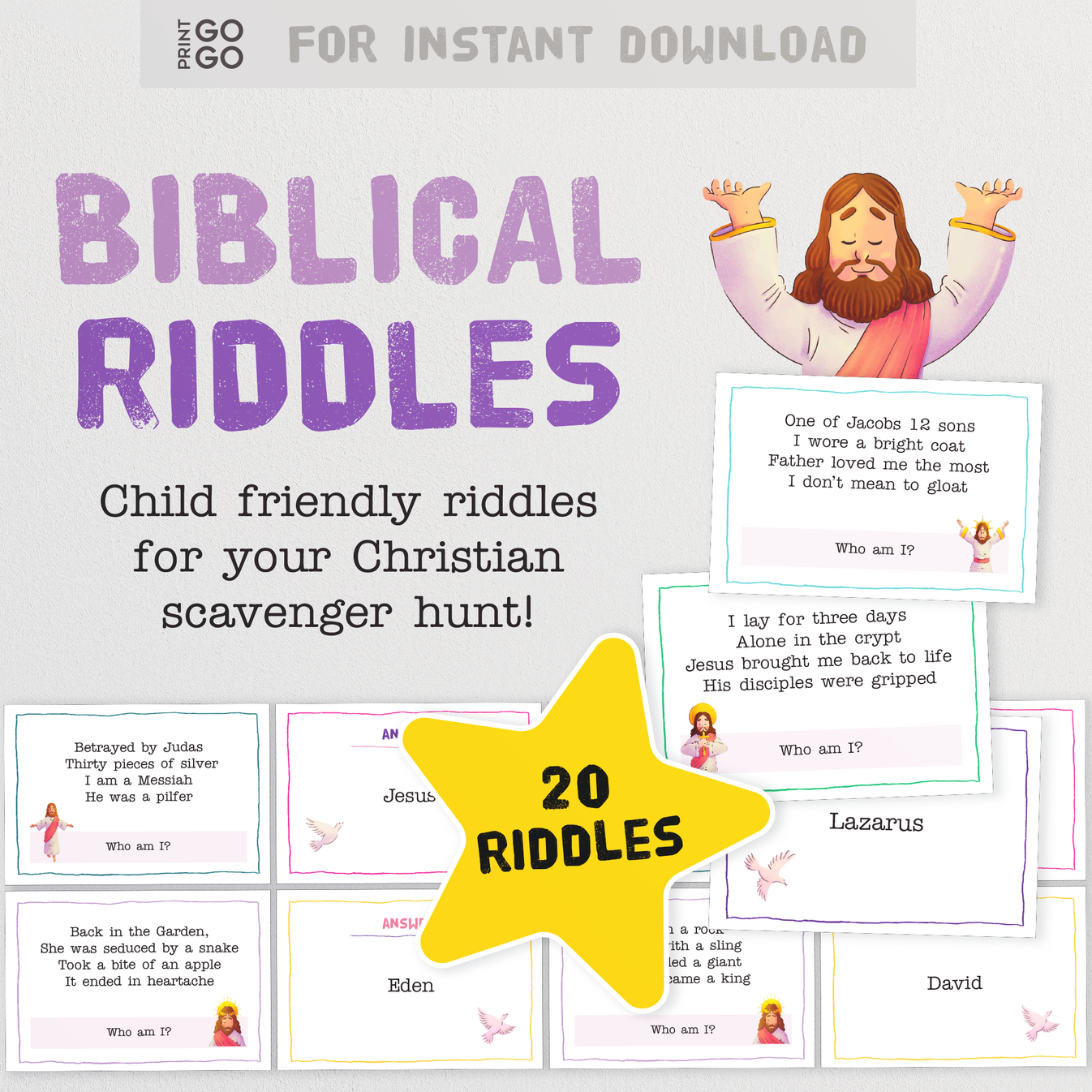 20 Fun Biblical Riddle Cards for a Christian Scavenger Hunt at Home ...