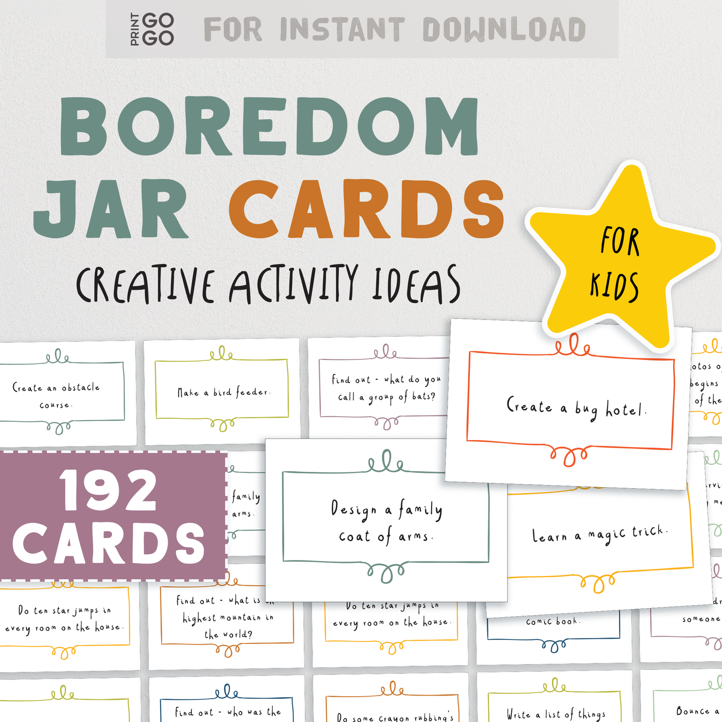 Boredom Jar Cards - 192 Activity Ideas To Keep Kids Entertained ...