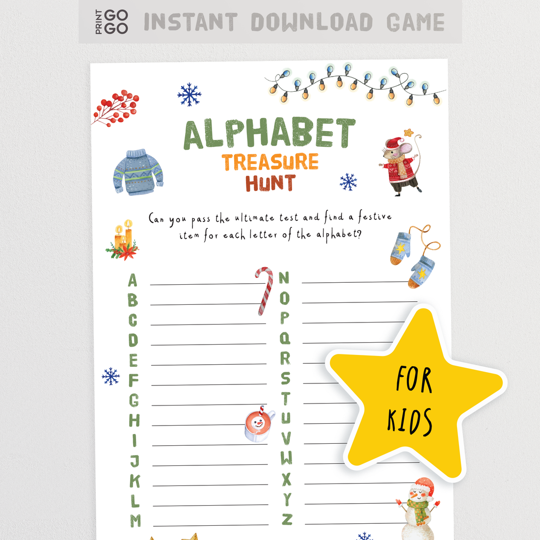 Christmas Alphabet Treasure Hunt - An A-Z Festive Hunt for Kids ...