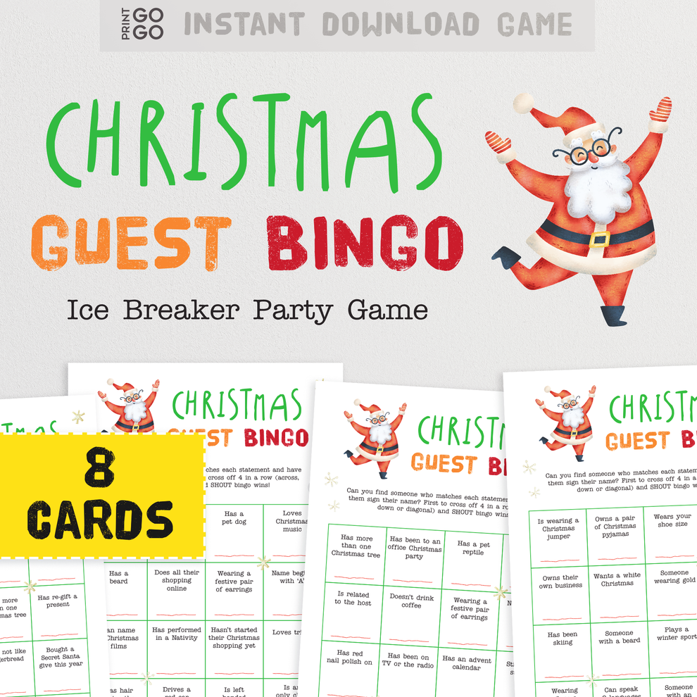 Christmas Guest Bingo - The Fun Holiday Ice Breaker Game for Groups ...
