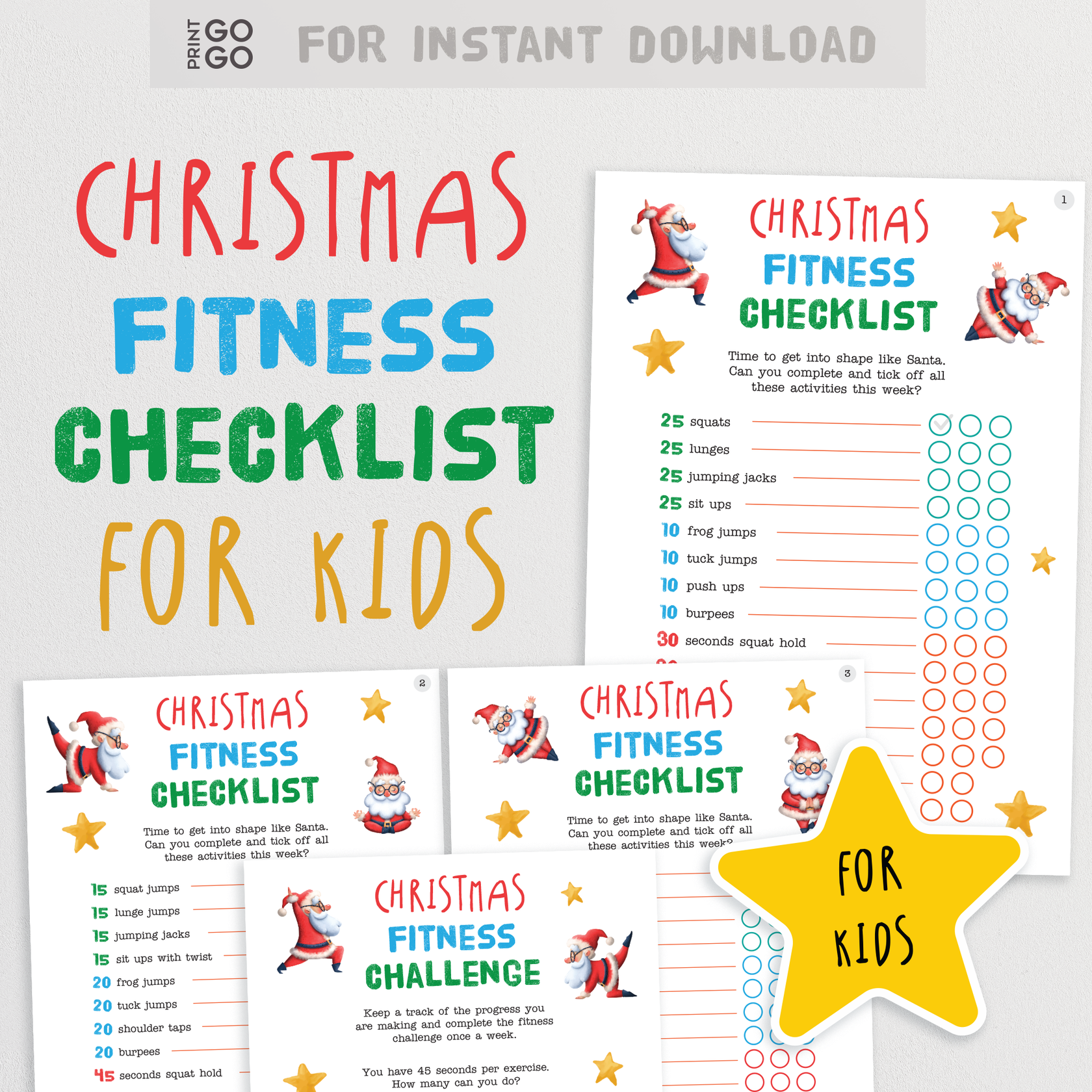 Christmas Fitness Activity Checklist - Get Kids Moving in December ...