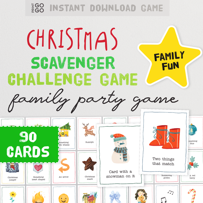 Christmas Scavenger Hunt Game - Draw a Card, Start the Timer, Search ...