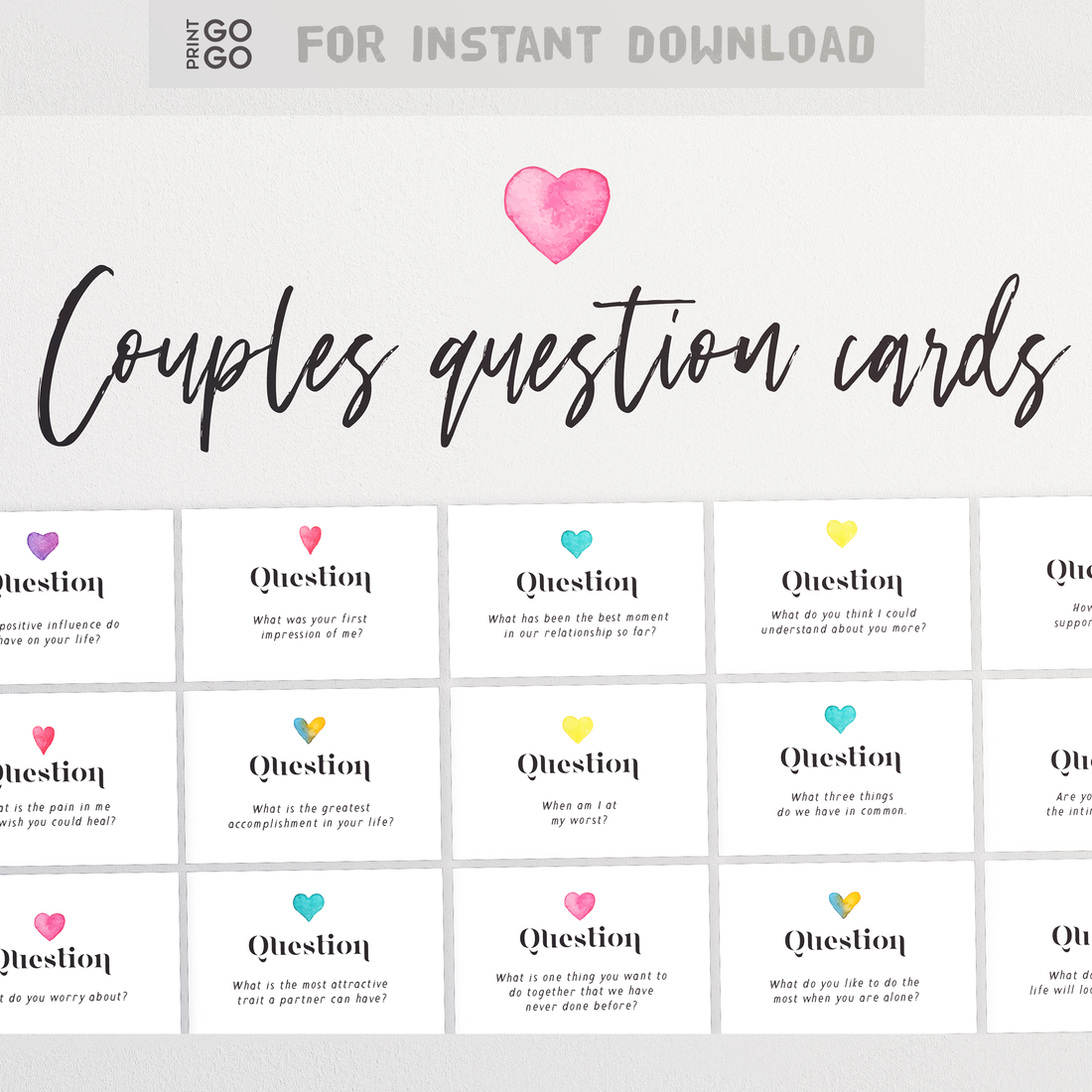 56 Couples Question Cards - Instant Download Activities for Couples ...