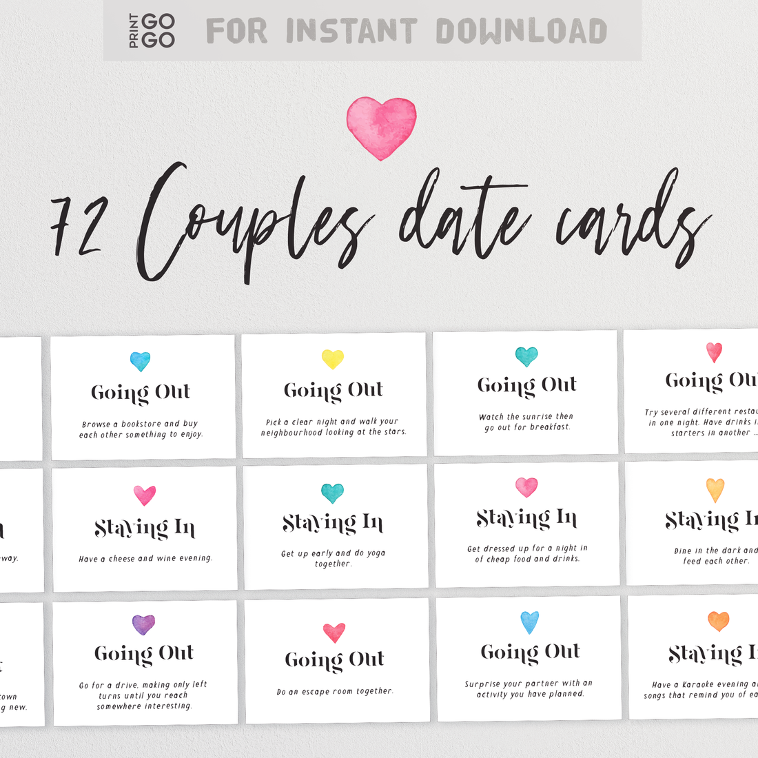 72 Couples Date Idea Cards - Indoor and Outdoor Activities for Adults ...