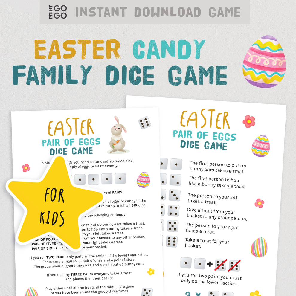 Easter Pair Of Eggs - The Family Dice Game of Winning Candy! – Print GoGo