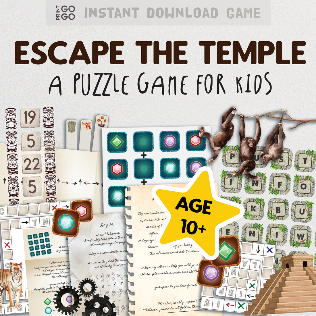 Escape The Temple Puzzle Game for Kids – Print GoGo