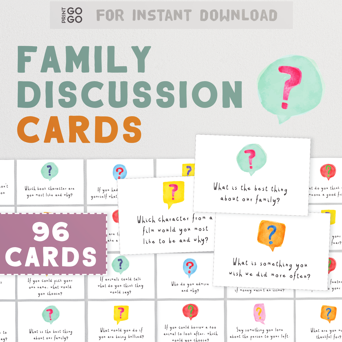 96 Family Discussion Cards - Promote Meaningful Conversations! – Print GoGo