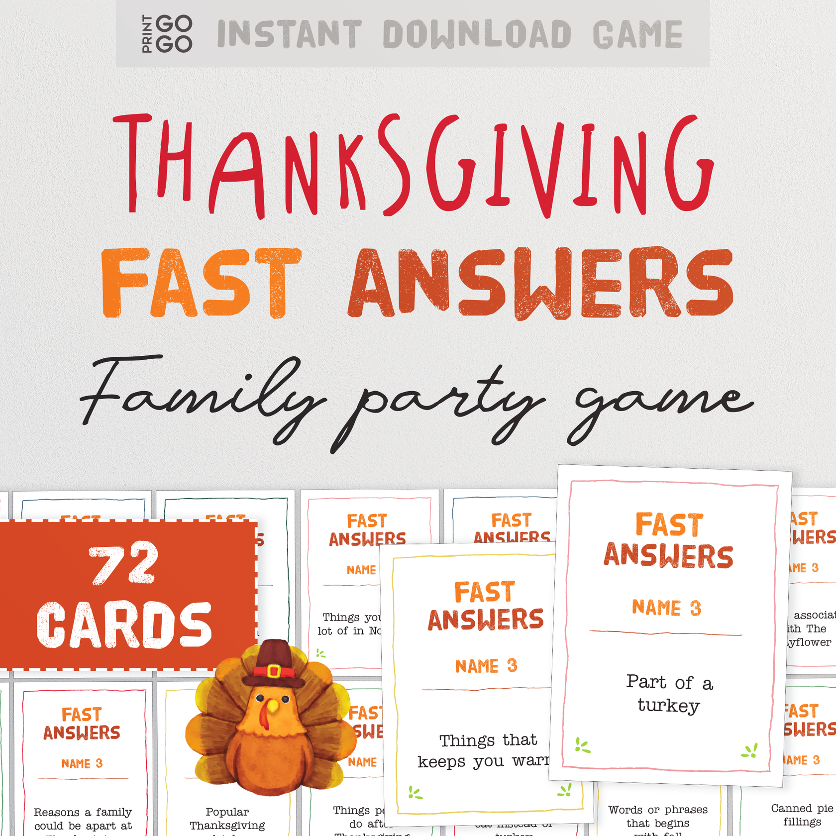 Thanksgiving Fast Answers - The Fun Quick Thinking Party Game! – Print GoGo