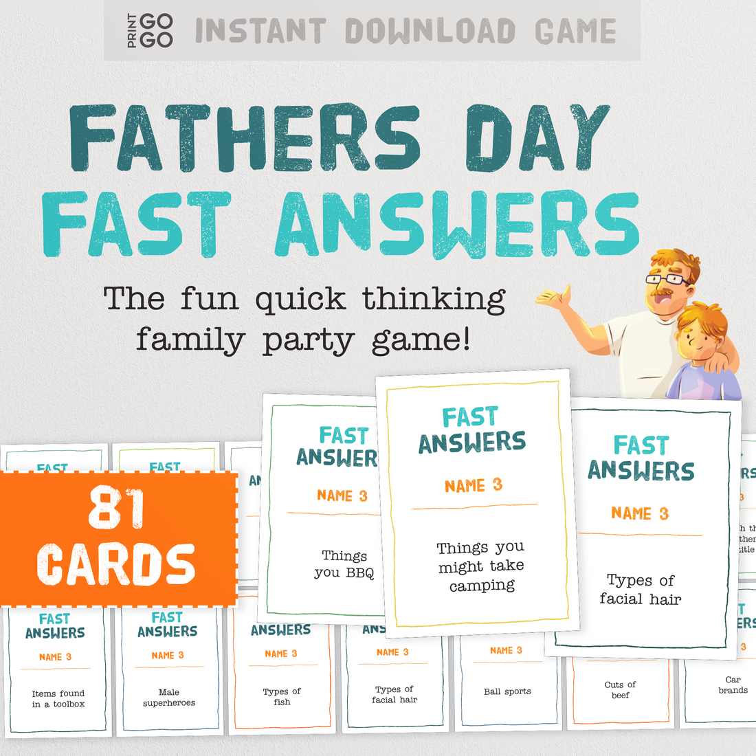 Father's Day Fast Answers - Fun Quick Thinking Family Party Game ...