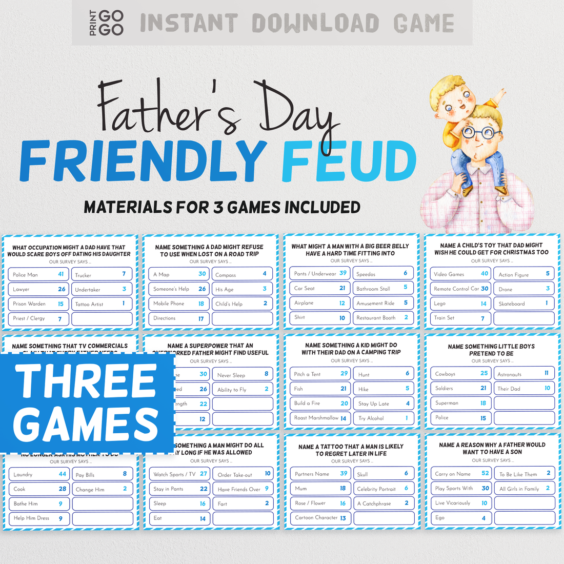 Father's Day Friendly Feud - The Hilarious Party Game of Top Answers ...