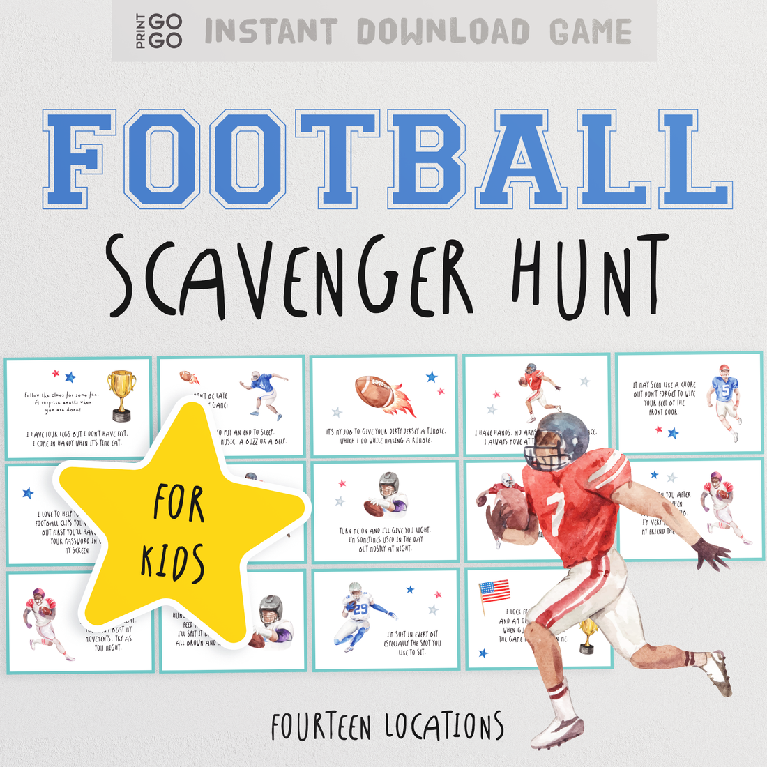 Football Scavenger Hunt - A Super Bowl Indoor Treasure Hunt for Kids ...