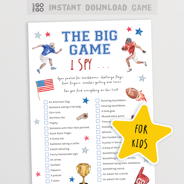 Super Bowl I Spy Game for Children - Instant Download Family Fun ...