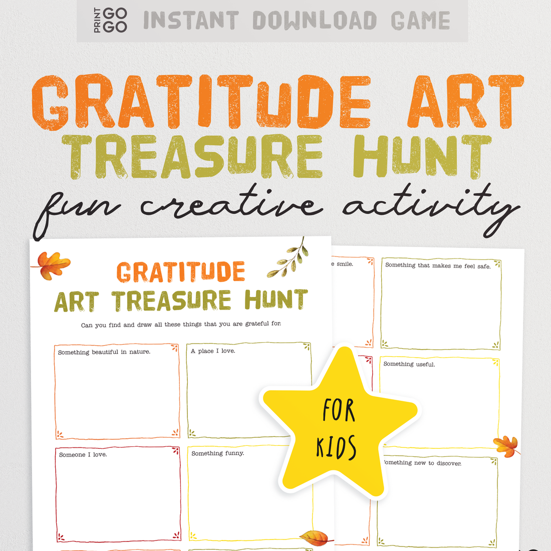 Gratitude Art Treasure Hunt - Thanksgiving Gratitude Prompts for Kids ...