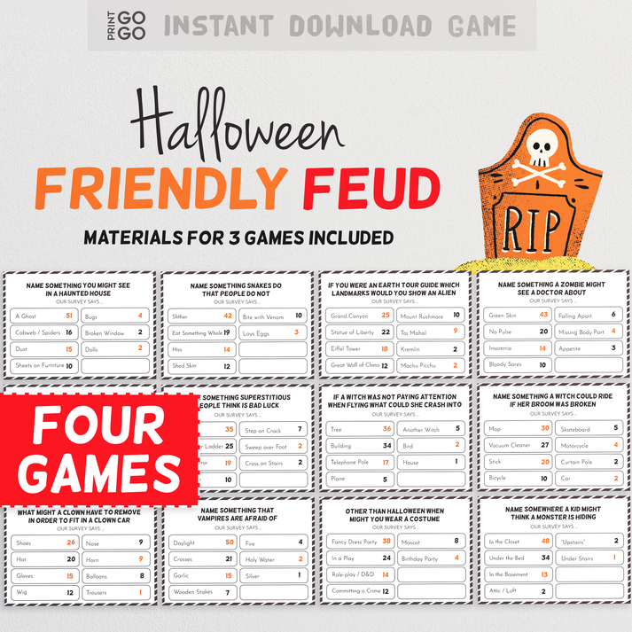 Halloween Friendly Feud - Hilarious Party Game of Guessing Answers ...