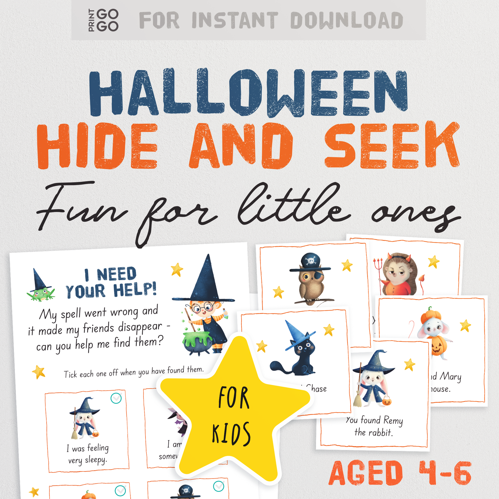 Halloween Hide and Seek Scavenger Hunt for Younger Kids Age 4-6 – Print ...
