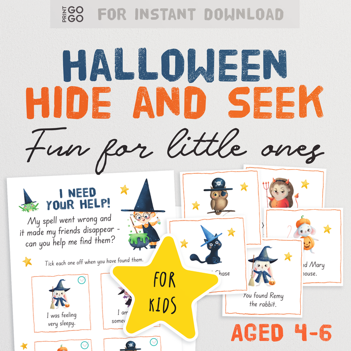 Halloween Hide and Seek Scavenger Hunt for Younger Kids Age 4-6 – Print ...