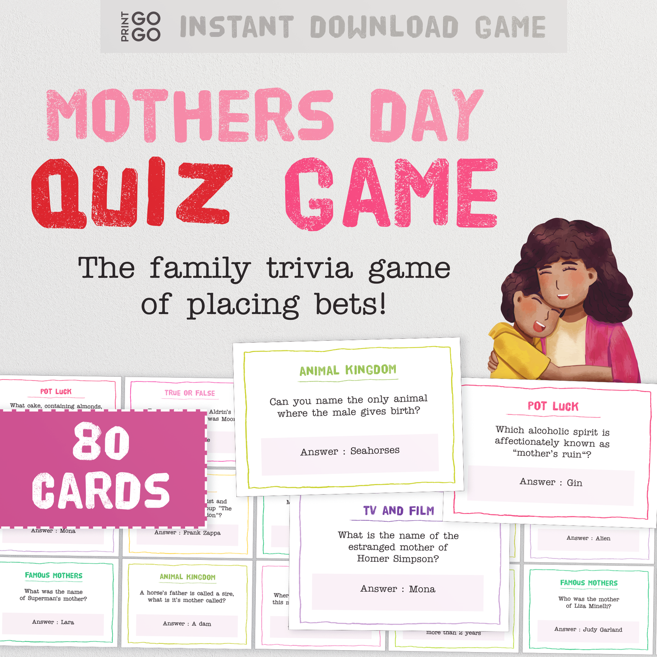 Play Mother's Day Quiz - The Trivia Group Party Game of Placing Bets ...