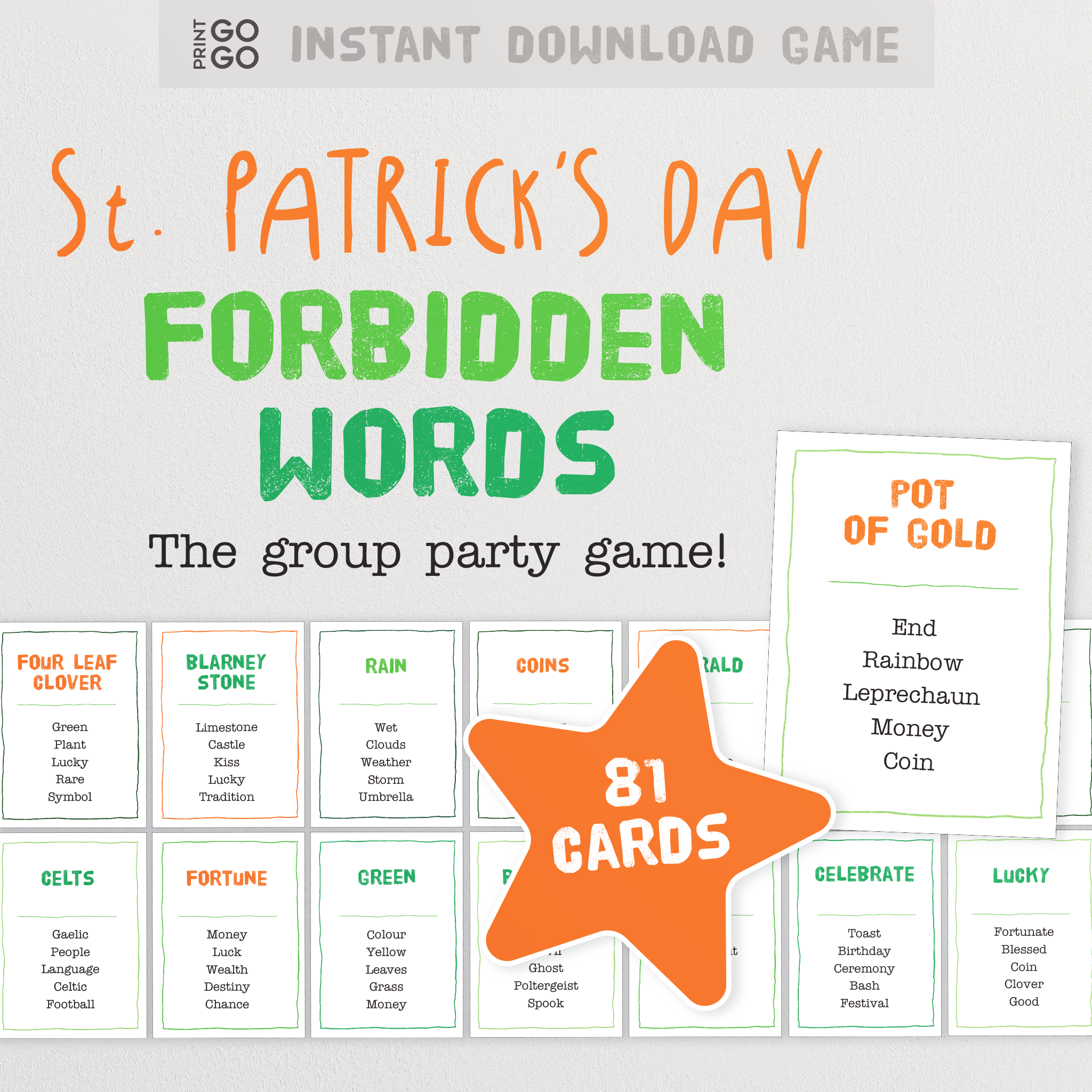St. Patrick's Day Forbidden Words - Quick Thinking Family Party Game ...