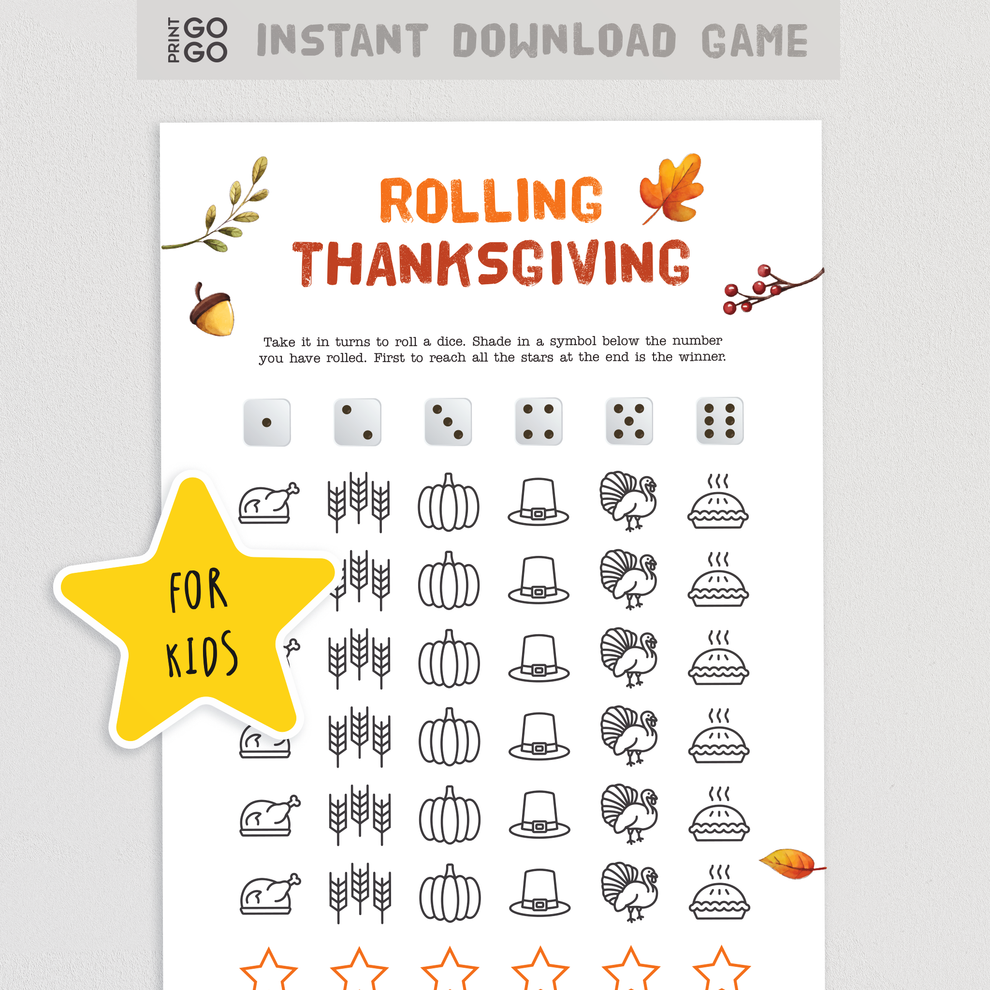 Rolling Thanksgiving Dice Game – Print GoGo
