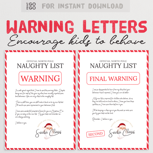Santa Warning Letters - Christmas Letters from the North Pole! – Print GoGo
