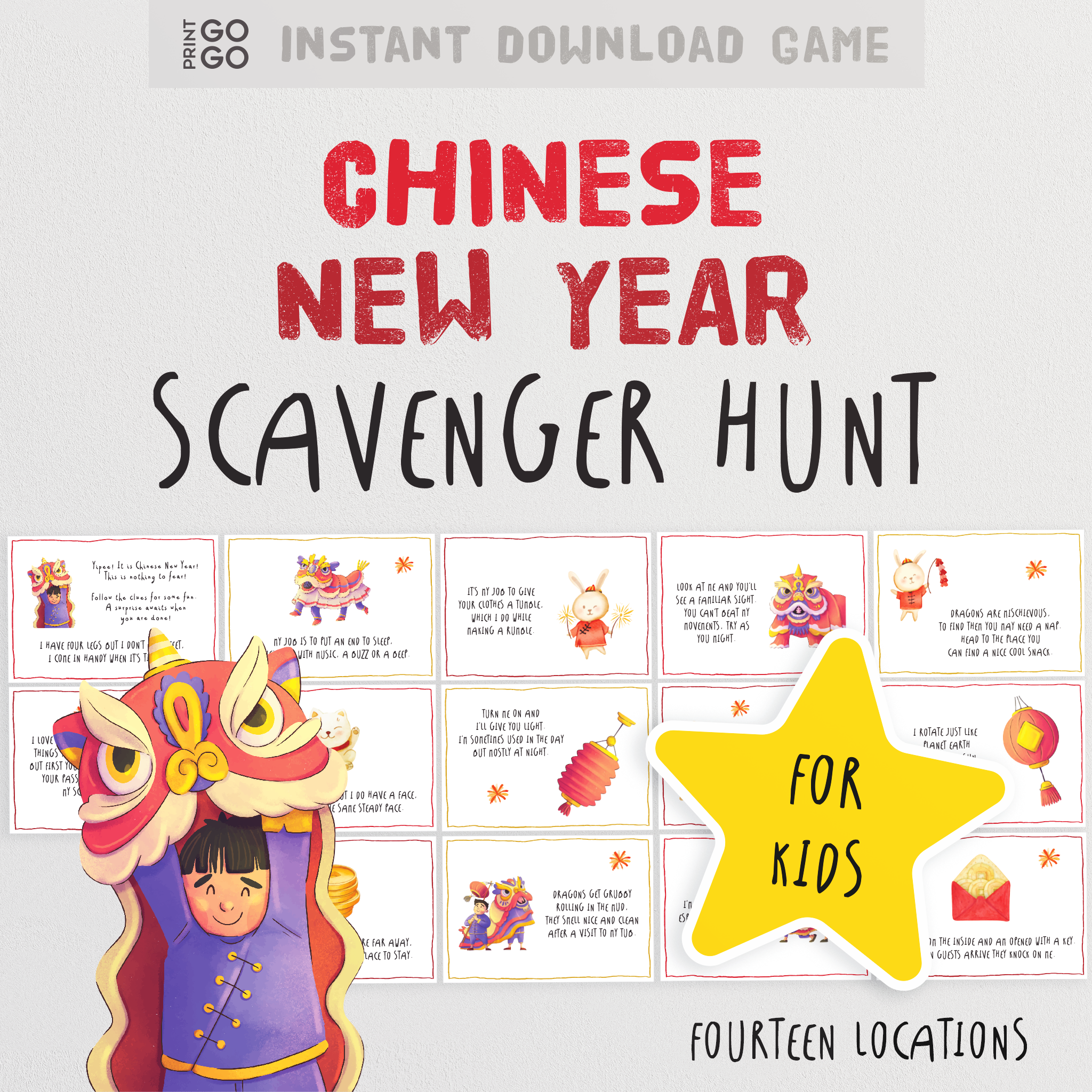 Chinese New Year Scavenger Hunt for Kids - A Red Envelope Hunt! – Print ...