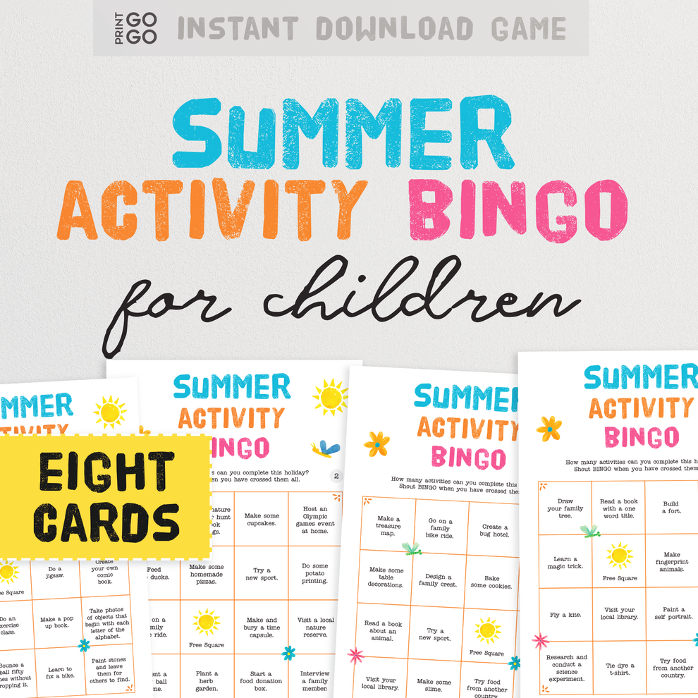 Summer Activity Bingo Cards - Boredom Busting Ideas for Kids! – Print GoGo