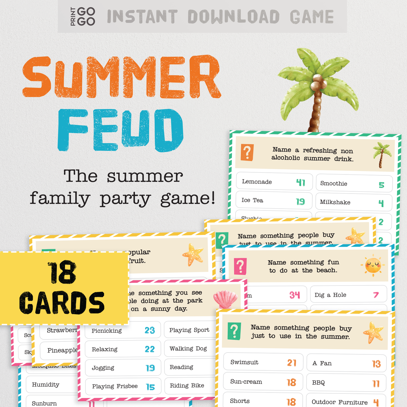 Summer Feud - The Family Friendly Holiday Duel for Top Answers! – Print ...