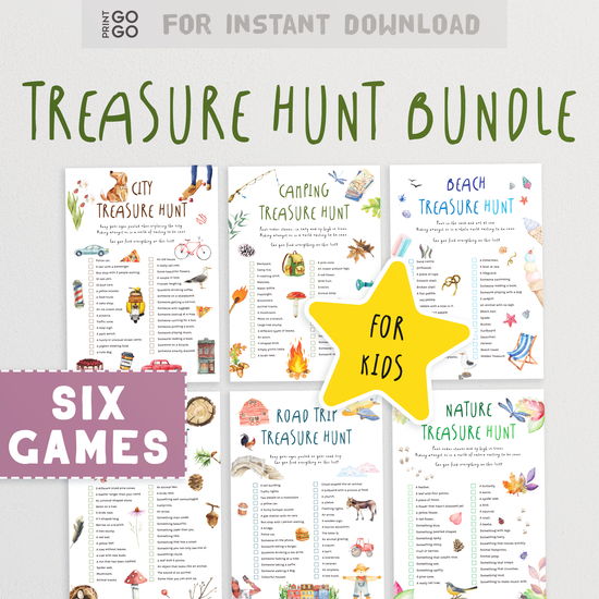 Treasure Hunt Bundle - Six Outdoor Scavenger Hunt Games for Kids ...