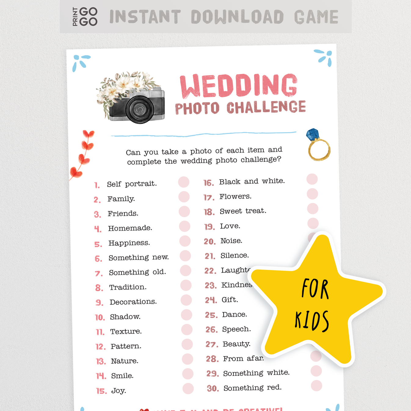 Wedding Photo Challenge for Kids - Keep Them Entertained – Print GoGo