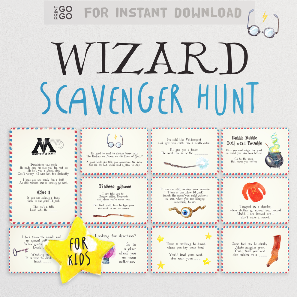 Wizard Scavenger Hunt for Kids - An Indoor Race for Clues! – Print GoGo