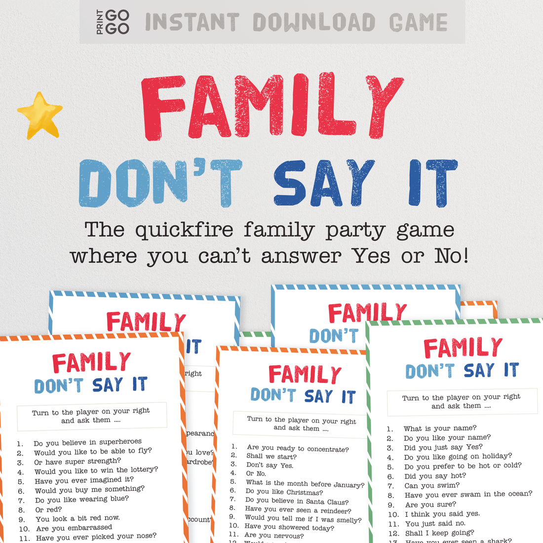 Don't Say It - The Family Party Game Where You Can't Answer Yes or No ...