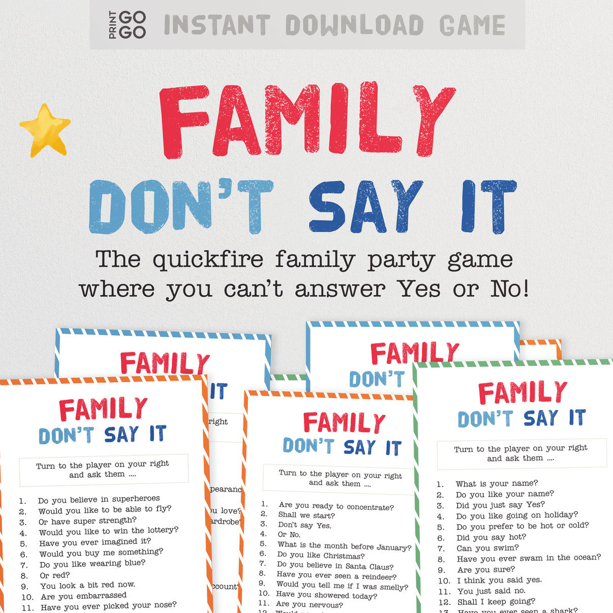 Don't Say It - The Family Party Game Where You Can't Answer Yes or No ...